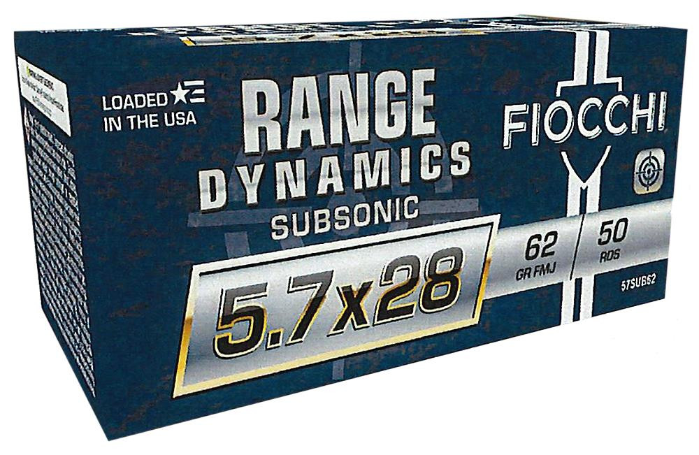 Fiocchi Range Dynamics 5.7x28 - 62 Grain FMJ - Subsonic - 1050 FPS - 50 ...