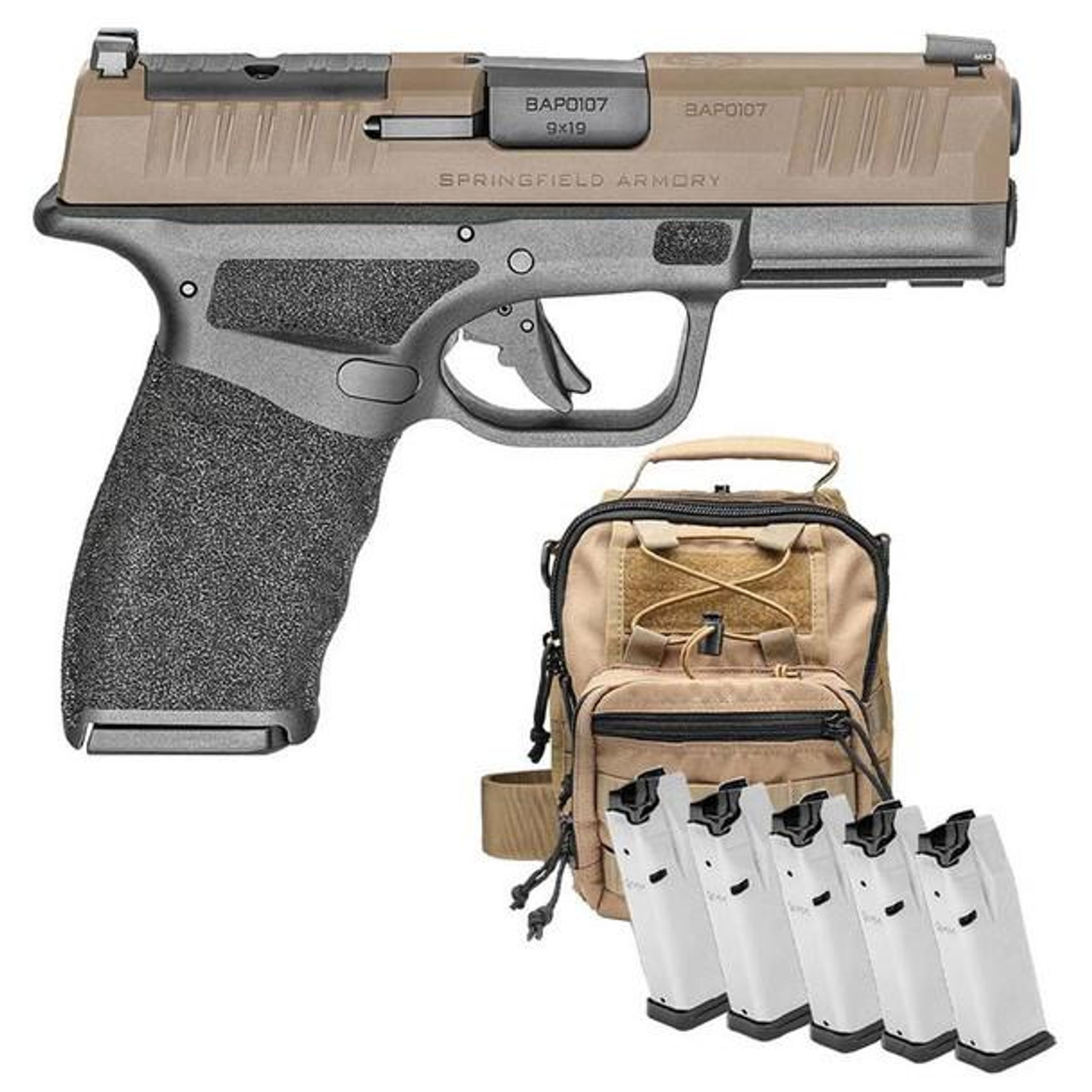 Springfield Armory Hellcat Pro OSP 9mm - 3.7" Barrel - Includes 3 Mags / Tan Sling Bag - FDE ...