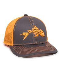 Outdoor Cap Fish Bone Hat - Charcoal / Neon Orange - Dance's Sporting Goods