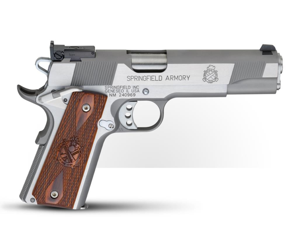 Springfield 1911 Loaded Target 45 ACP - 5" Barrel - Stainless / Wood ...