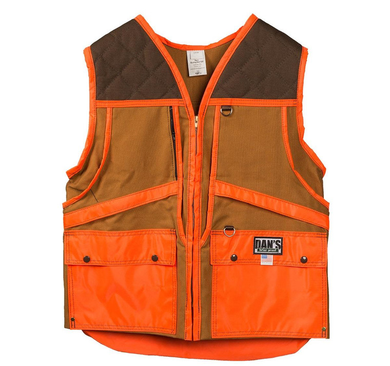 Dan's Hunting Gear Briar Proof Upland Game Vest - Blaze Orange / Brown ...
