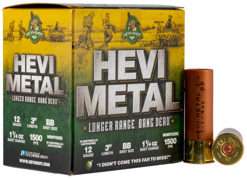 HEVI-Shot HEVI-Metal Longer Range 12 Gauge - 3" - BB Steel / Bismuth ...