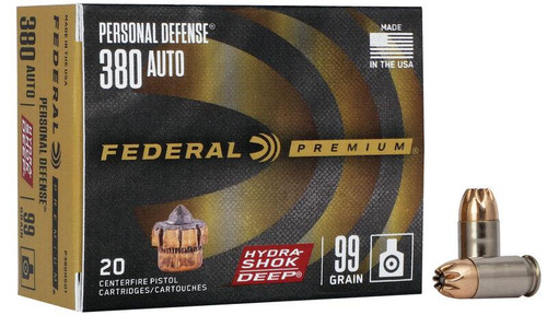 Federal Personal Defense Hydra-Shok Deep 380 ACP - 99 Grain Hydra-Shok ...