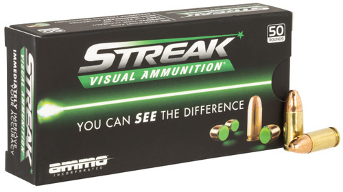 Ammo Inc Streak Visual Green 9mm - 124 Grain TMC - 1124 FPS - 50 Rounds ...