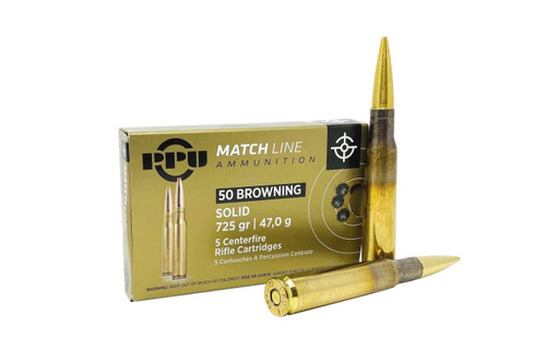 PPU Match Rifle 50 BMG - 725 Grain FMJS - 2854 FPS - 5 Rounds - Dance's ...