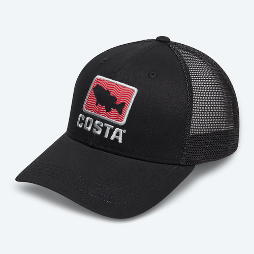 Costa Bass Waves Trucker Hat - Black - Dance's Sporting Goods