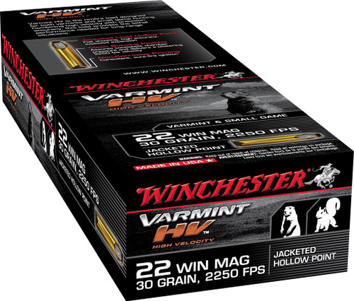 Winchester Varmint HV 22 WMR - 30 Grain JHP - 2250 FPS - 50 Rounds - Dance's Sporting Goods