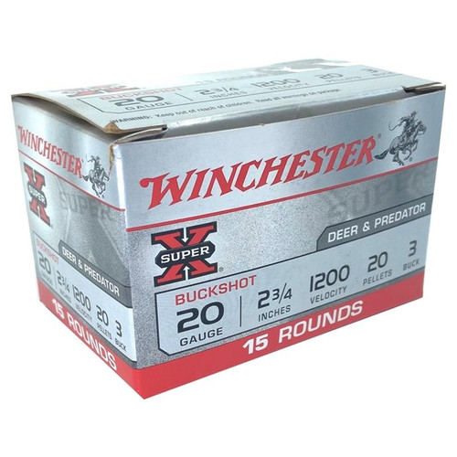 Winchester Super-X 20 Gauge - 2.75" - #3 Buckshot - 20 Pellets - 1200 ...