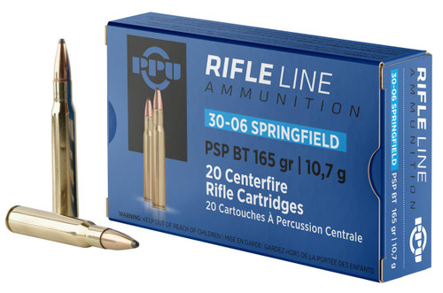 PPU Standard Rifle 30-06 SPRG - 165 Grain PSP-BT - 2800 FPS - 20 Rounds ...