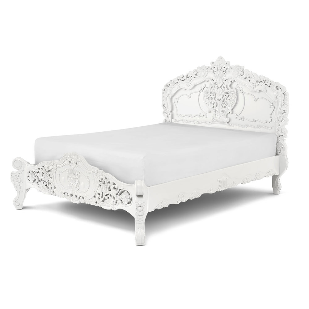 Rococo Carved Bed, Pink - French Country Furniture USA