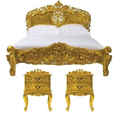 Rococo Bed, Gold Finish, Gold French Bed