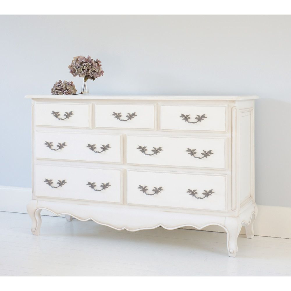 Ivory Chest of Drawers, Wide 3 Drawer Chest