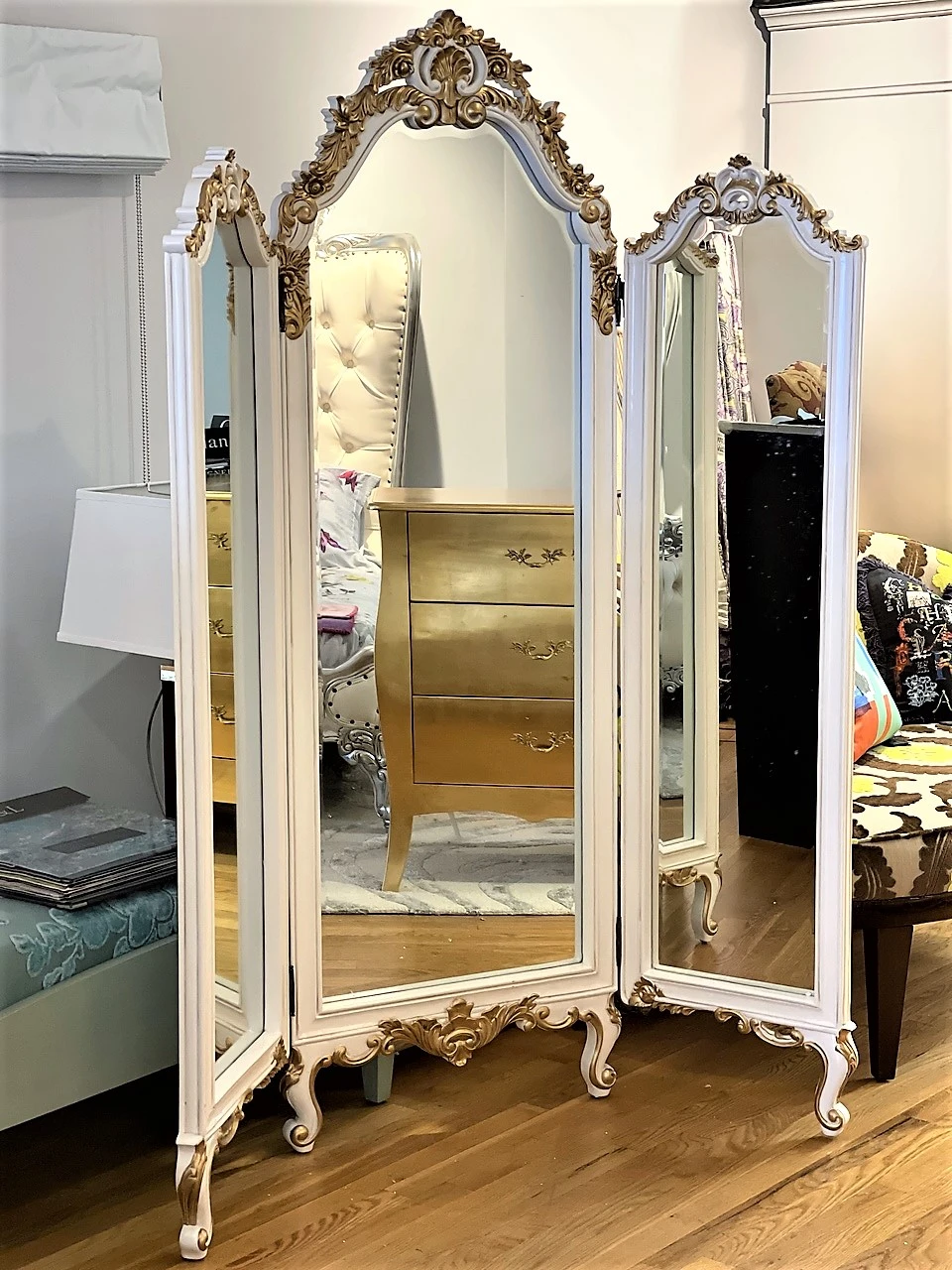 Modern French Mirror, Funky Pink French Mirror, Full Length