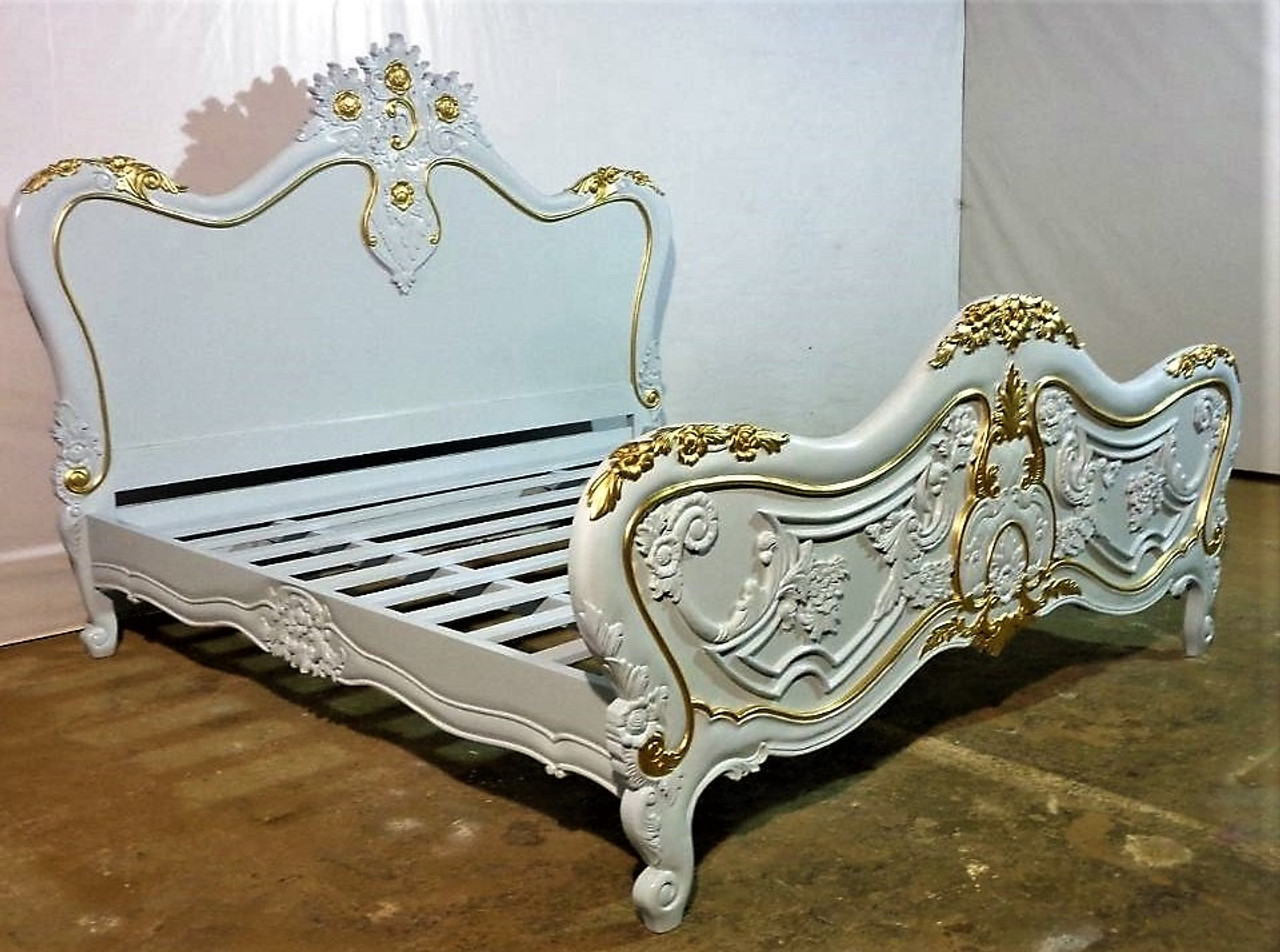 Blue and Gold Rococo Bed