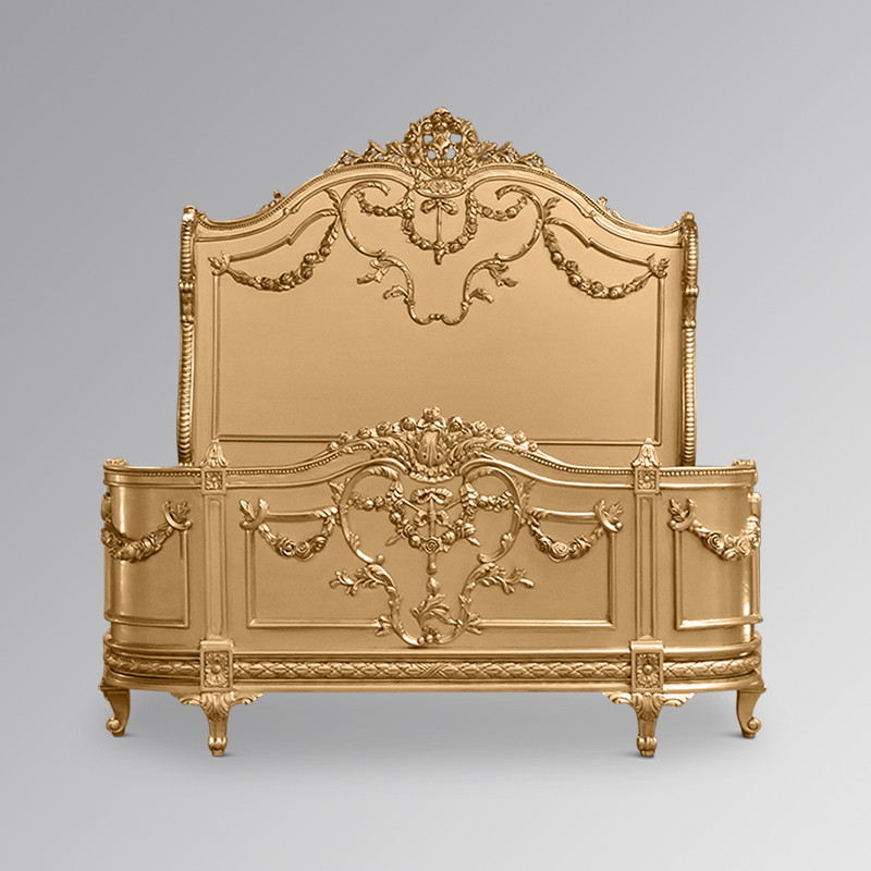 GOLD FRENCH BED FRAME WITH ROSES