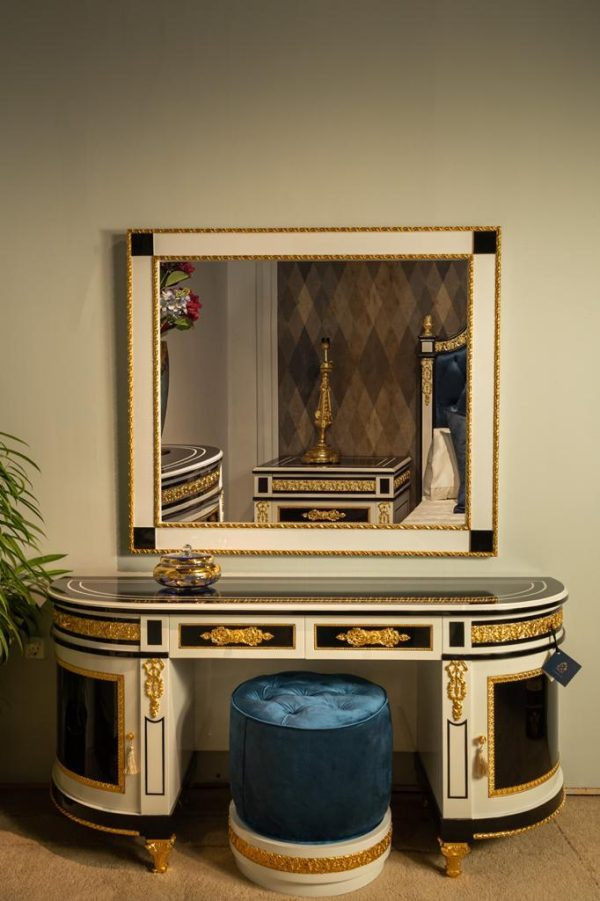PANDORA BEDROOM SET, WHITE BROWN GOLD - French Country Furniture USA