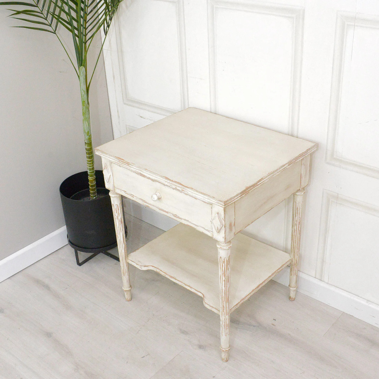 BAMBOO BEDSIDE TABLE WHITEWASH