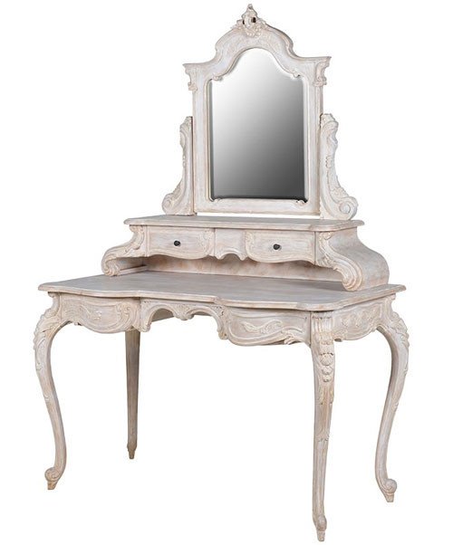 French Night Table, Louis XVI Style Chateau Whitewashed