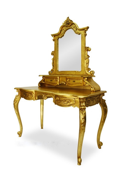 French Provincial Vanity Table, Whitewashed Finish