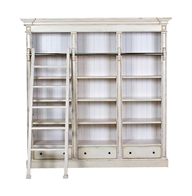 Luxury Bookcase, high end white and oak bookcase