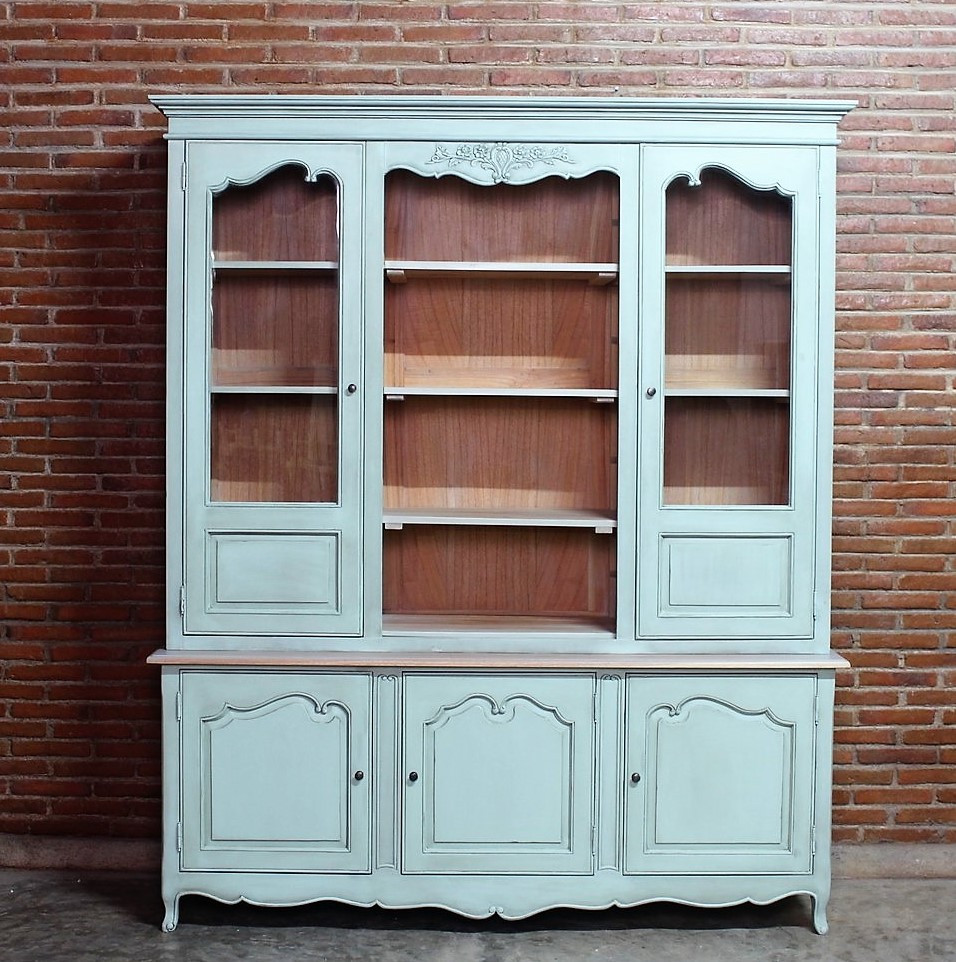 French Kitchen display cabinet, antique cream
