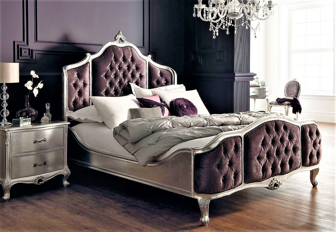 French Rococo Bed, Silver leaf