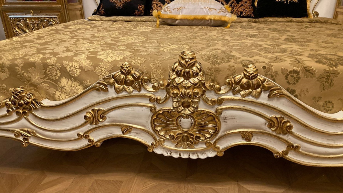 Baroque Bed White and Gold
