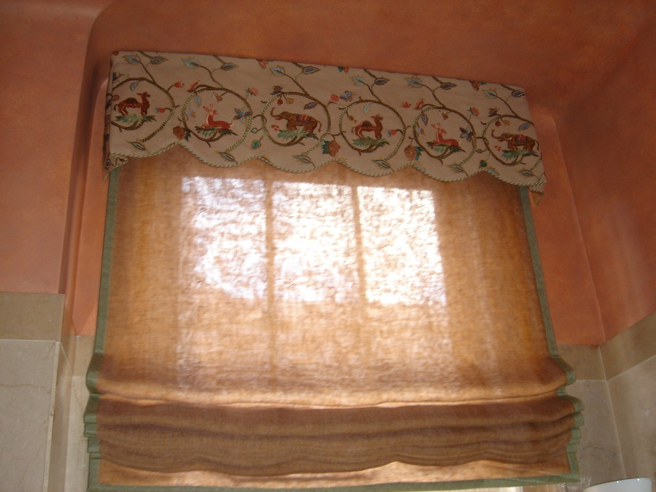Soft Roman Shades and Cornice, Custom Roman Shades