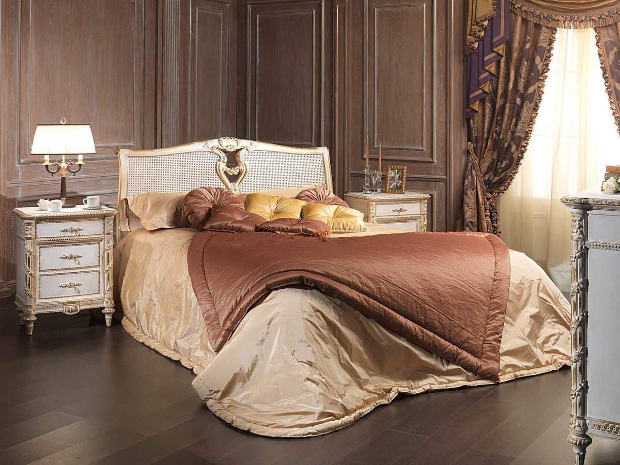 French Provincial Bedroom Furniture, Rattan Bed High end