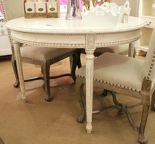 French Provincial Dining Table Set, 4 chairs & 1 Table Distresssed White