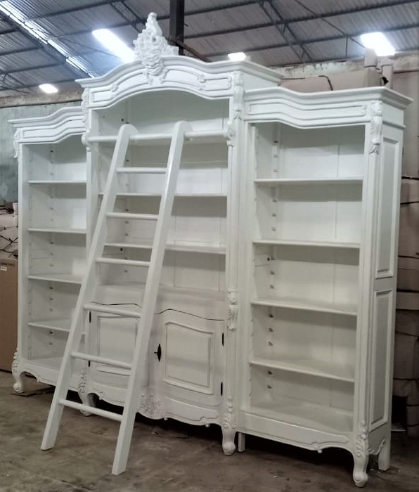 Bookcase with Ladder, French bookcase black
