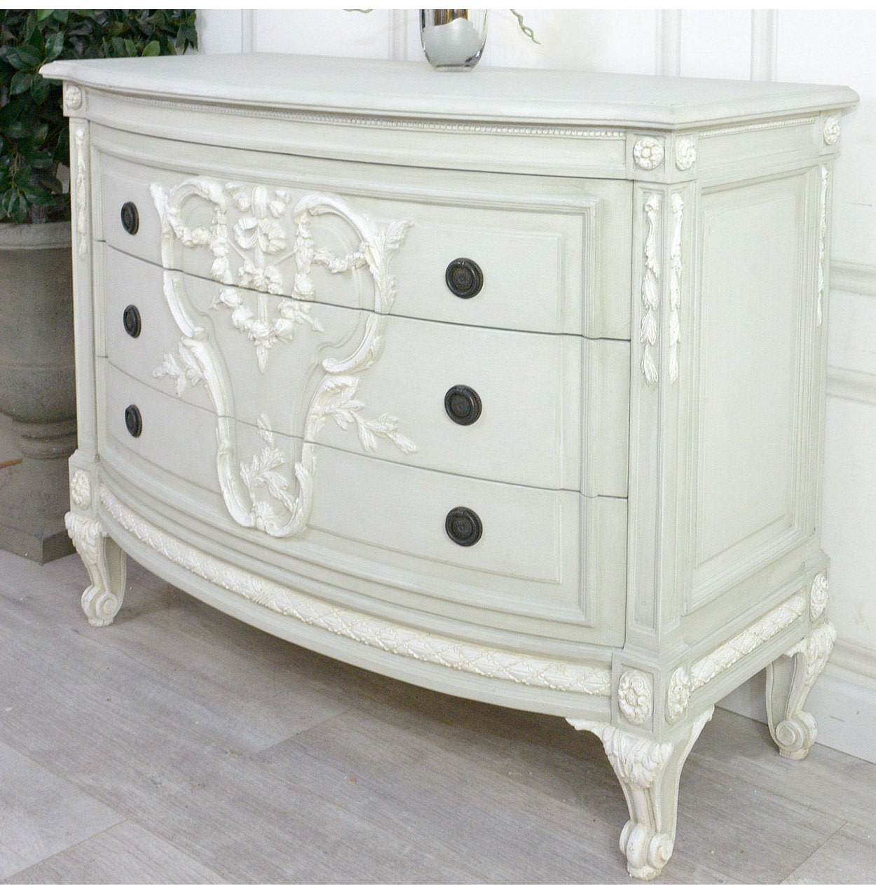 Ivory Chest of Drawers, Wide 3 Drawer Chest