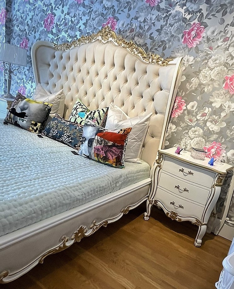 Rococo White and Gold Bed