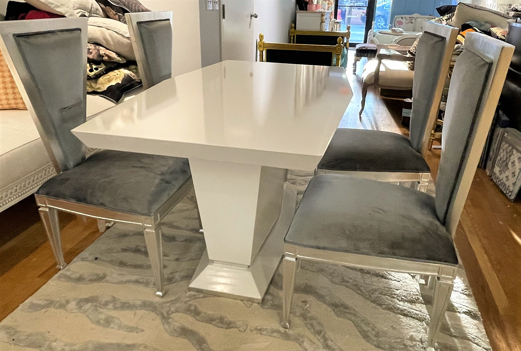White and Silver Dining Set, Modern and Contemporary