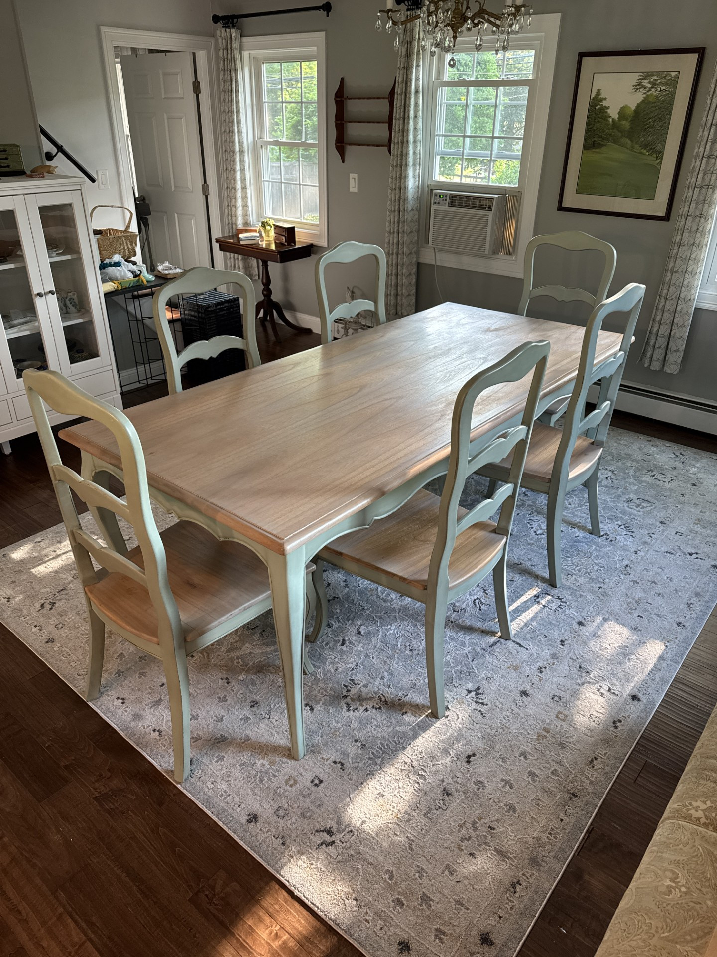 Turquoise Dining Table Set, Shabby Chic Furniture