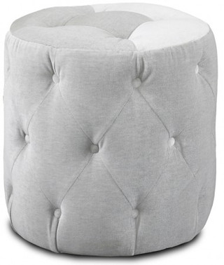 Tufted button ottoman, white