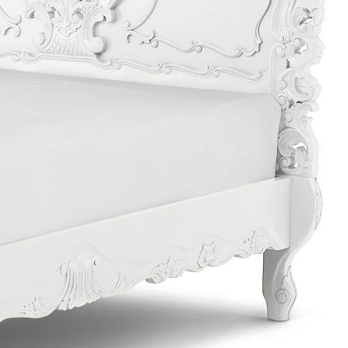 Rococo Carved Bed, White - French Country Furniture USA