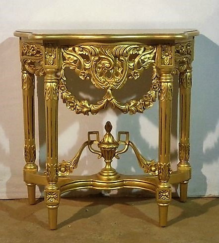 Small Gold Console with Marble Top