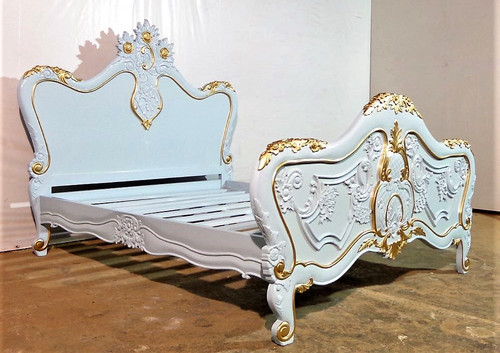 Blue and Gold Rococo Bed