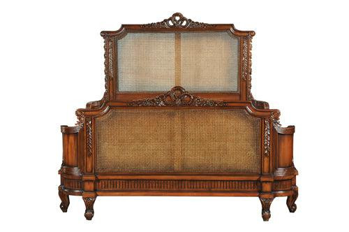 Antique Mahogany Rattan Bed