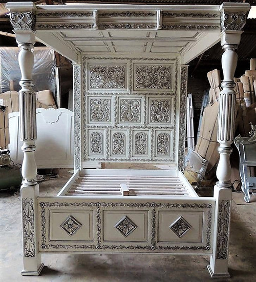 SILVER GOTHIC CANOPY BED