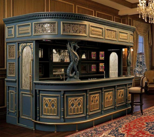The Gothic Victorian Dragon Home Bar - French Country Furniture USA