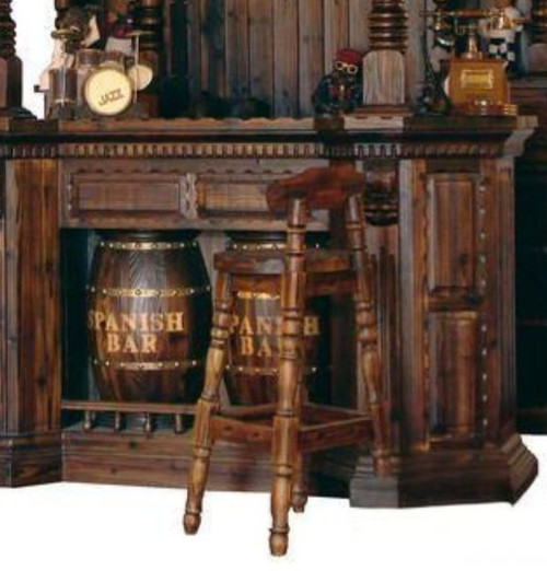 Luxury Spanish Home Pub Bar with Barrel Stools Vintage Antique Mahogany ...