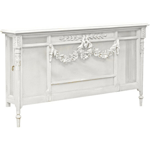 Radiator cover, Traditiona style with florals and rattan shabby chic