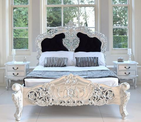 ROCOCO UPHOLSTERED BEDROOM SET WHITE - French Country Furniture USA