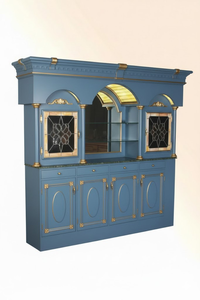 BLUE AND GOLD LUXURY VICTORIAN HOME BAR