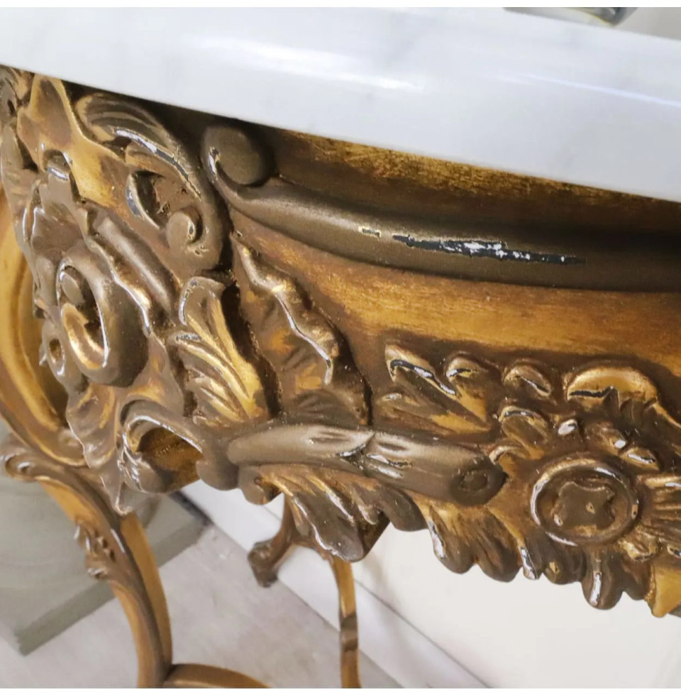 Versailles Small Console Table with Marble Top