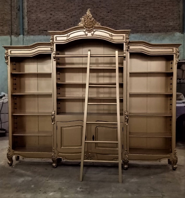 Bookcase with Ladder, French bookcase black