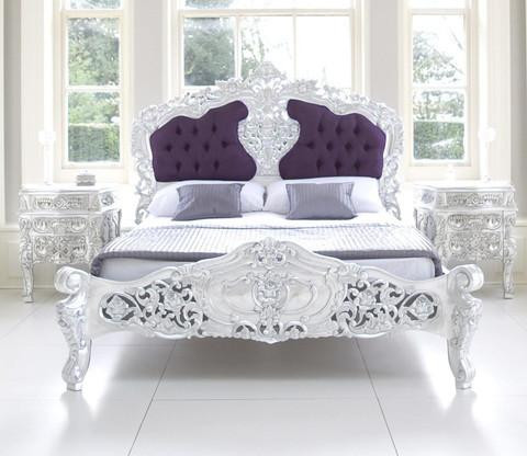ROCOCO UPHOLSTERED BEDROOM SET WHITE - French Country Furniture USA