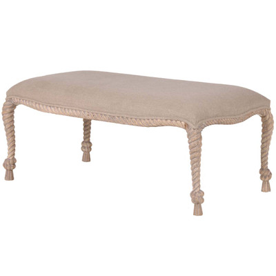 Linen Bench with rope detail, cottage style